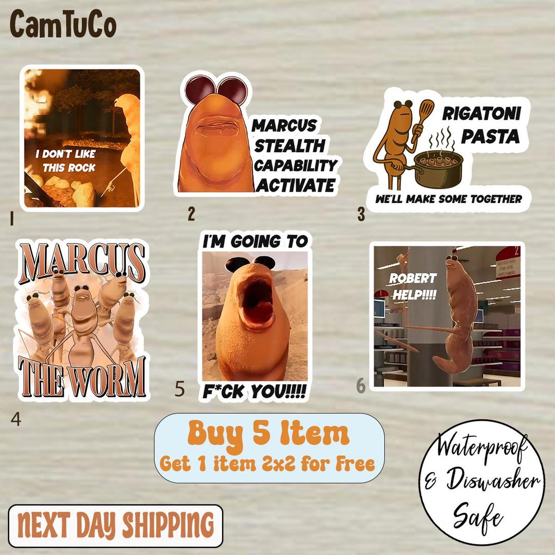 Marcus the Worm Sticker, Hello Robert Sticker, Marcus Meme Sticker, VR ...