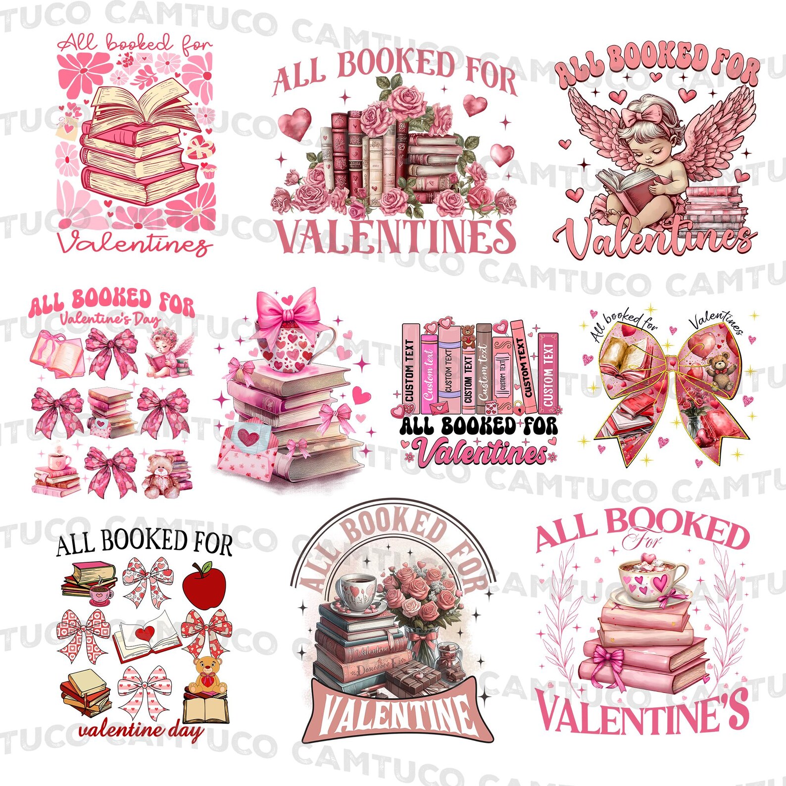 10 Designs All Booked for Valentines PNG, Teacher Valentine Png, Book ...