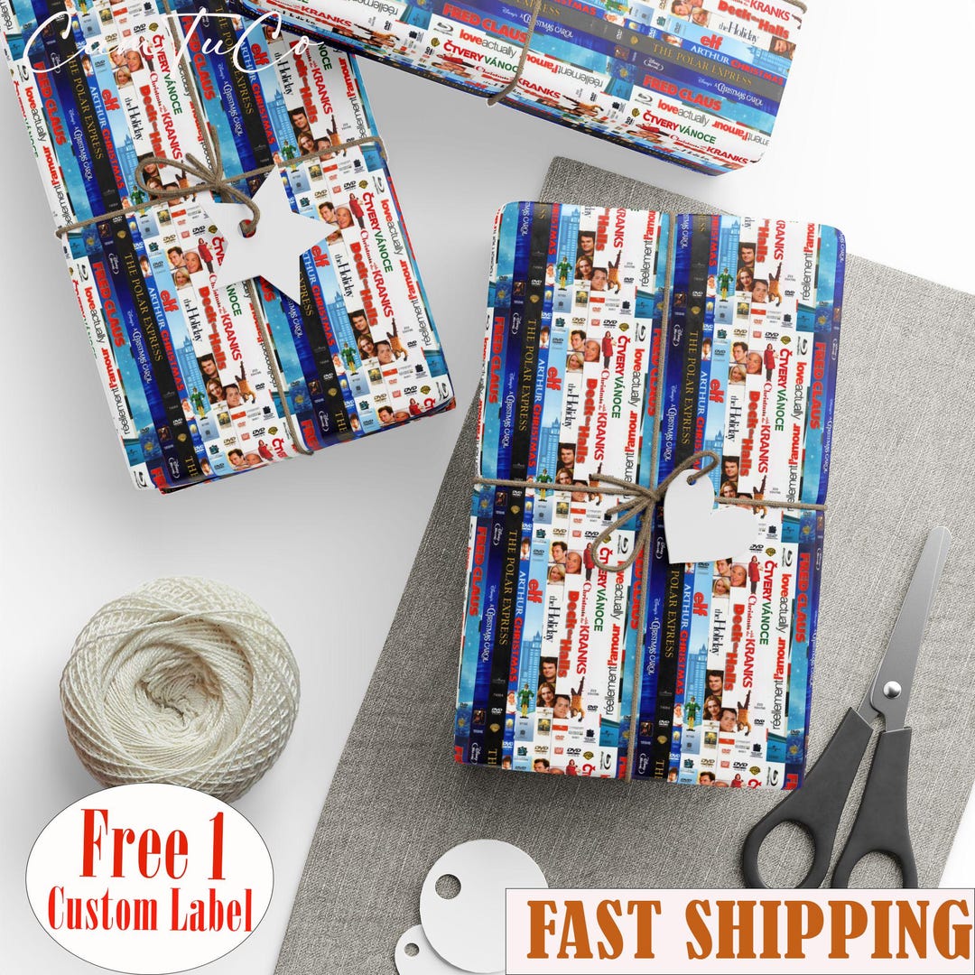 Retro Christmas Movie VHS Wrapping Paper, 90s Holiday Nostalgia Gift ...