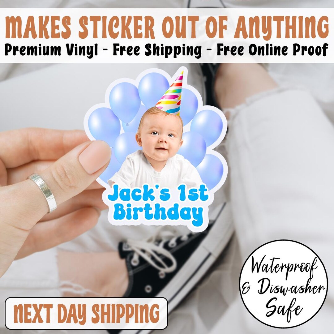 Custom Birthday Girl Pink Balloon Sticker, Custom Birthday Sticker ...