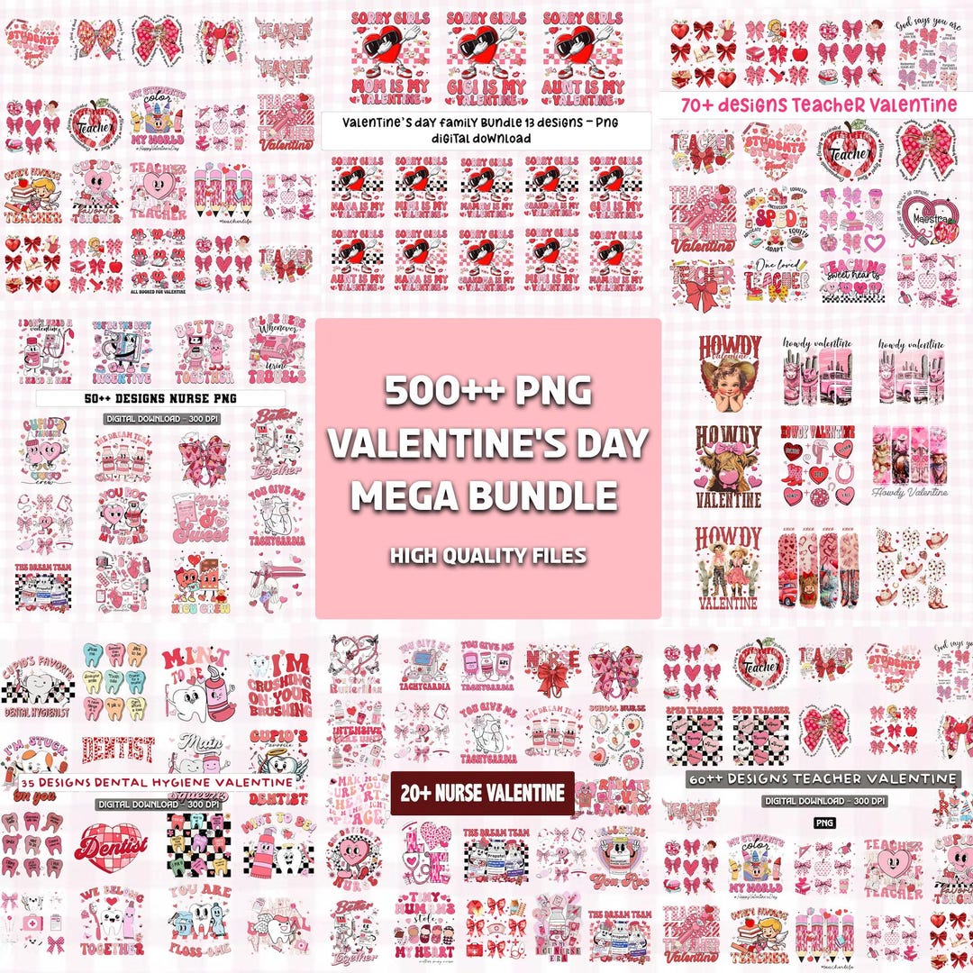 500 Valentines Day PNG Bundle, Valentine Mega Bundle Png, Valentine ...