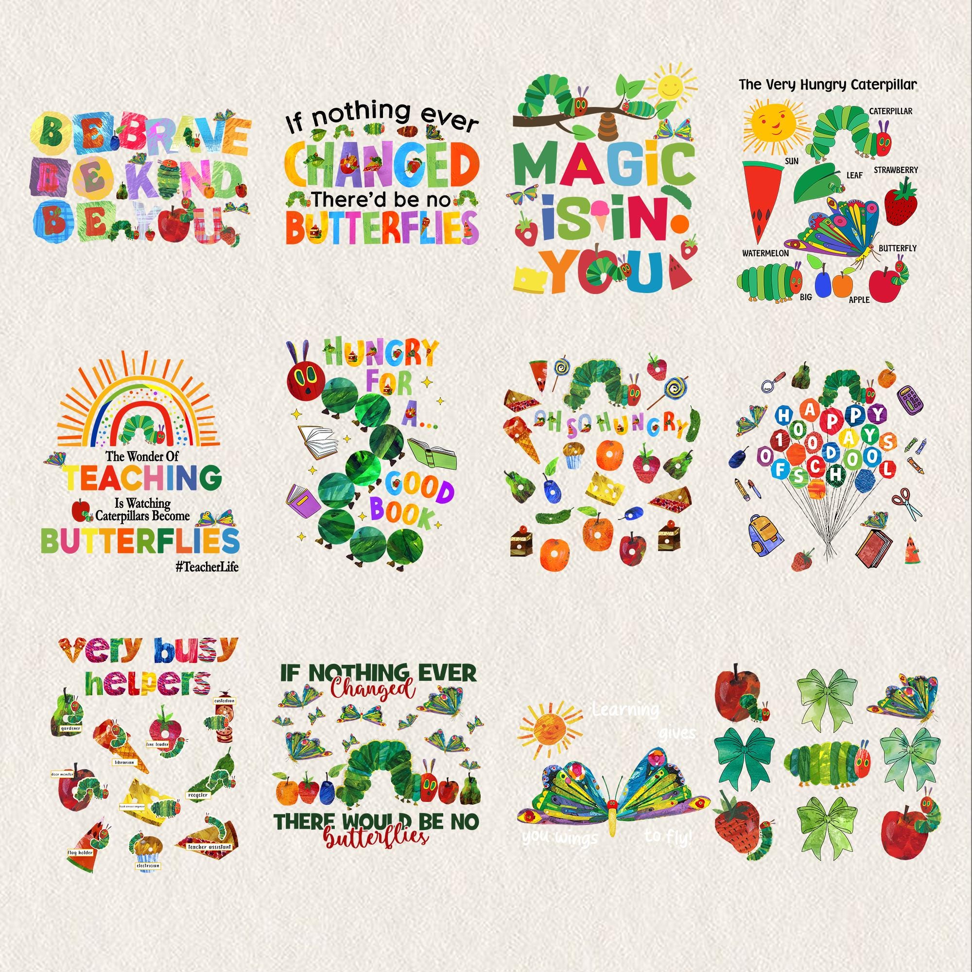 25 Hungry Caterpillar Bundle Png, Teacher Png, Back to School Png, Book ...