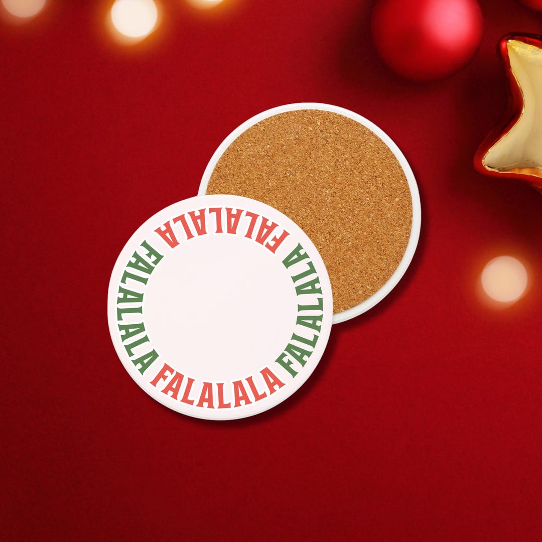 Falala Festive Ceramic Coaster, Christmas Drink Mat, Holiday Red and ...