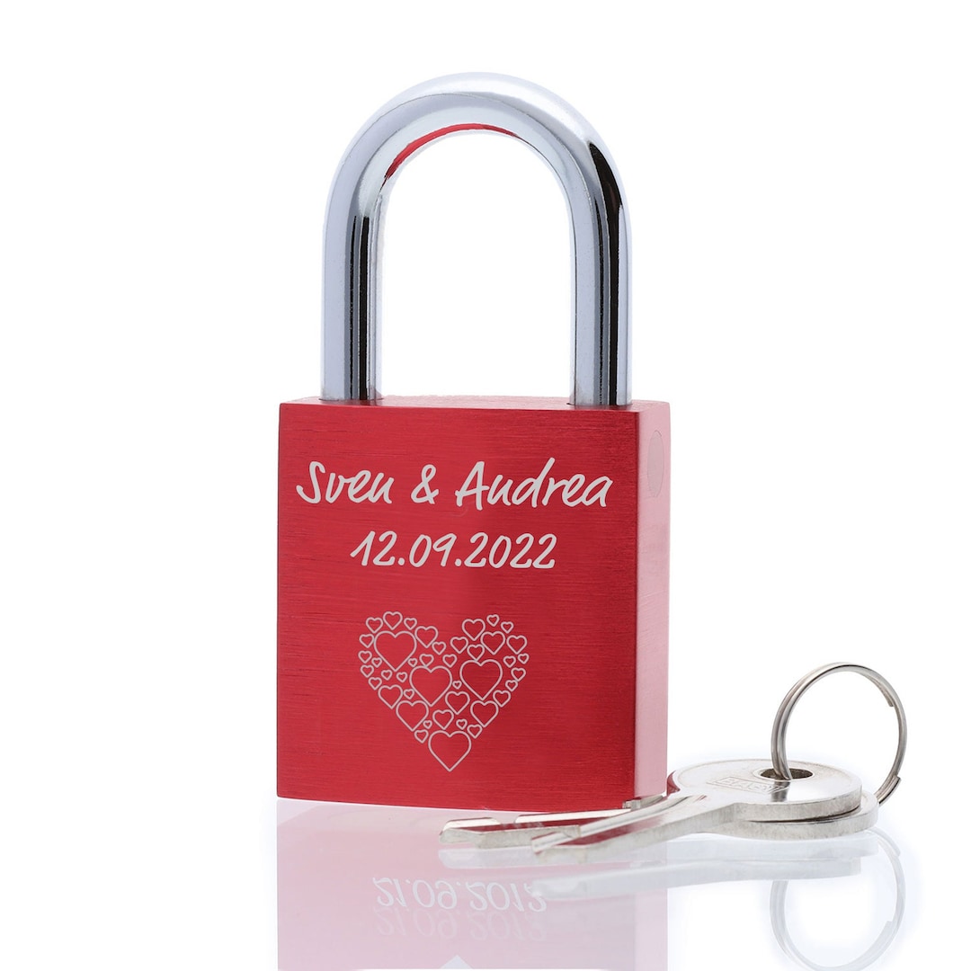 Love Lock Engraved With Name, Date and Motif as a Gift for a Wedding ...