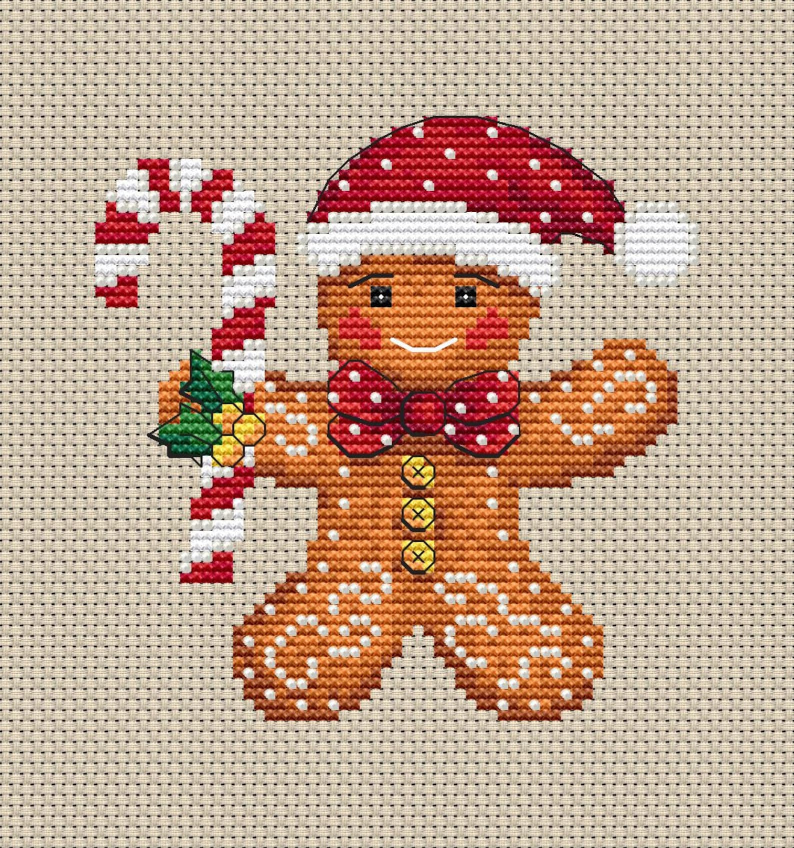 Gingerbread Man Cross Stitch Pattern: Christmas Winter Design (PDF ...