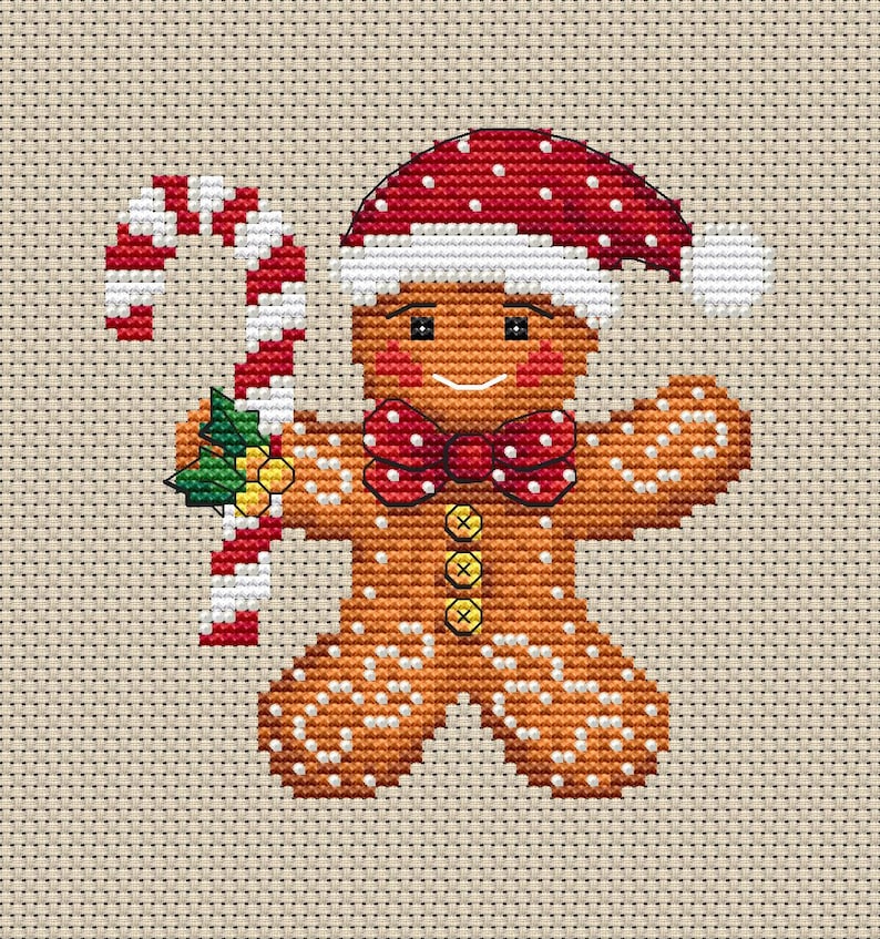 Gingerbread Man Cross Stitch Pattern: Christmas Winter Design (PDF ...