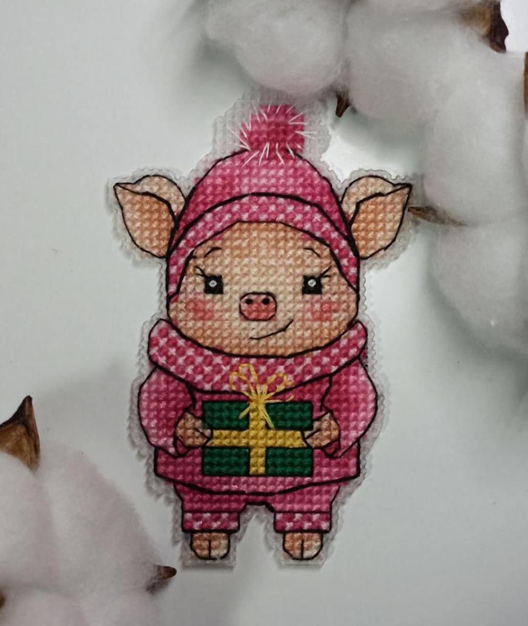 Christmas Pig Cross Stitch Pattern: Holiday Embroidery (PDF + Saga File ...