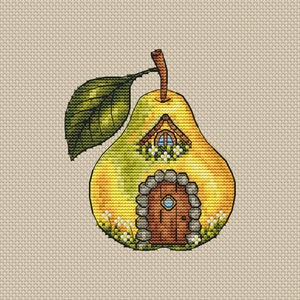 House Cross Stitch Pattern Digital Download, Pear House Embroidery ...