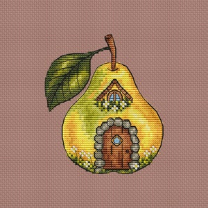House Cross Stitch Pattern Digital Download, Pear House Embroidery ...
