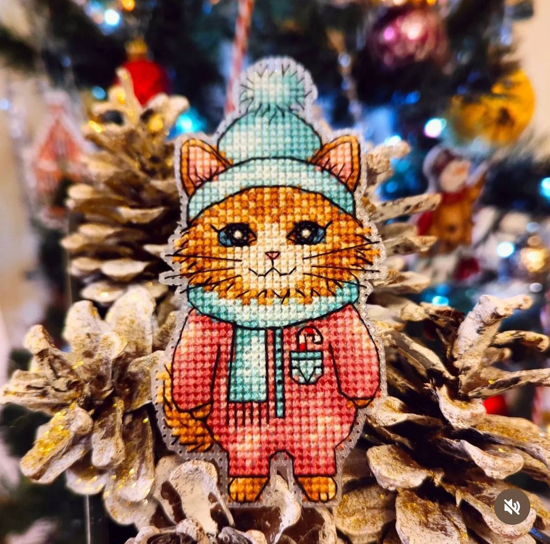 Cute Christmas Cat Cross Stitch Pattern PDF + Saga Digital Download - Etsy