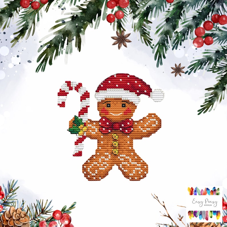 Gingerbread Man Cross Stitch Pattern: Christmas Winter Design (PDF ...