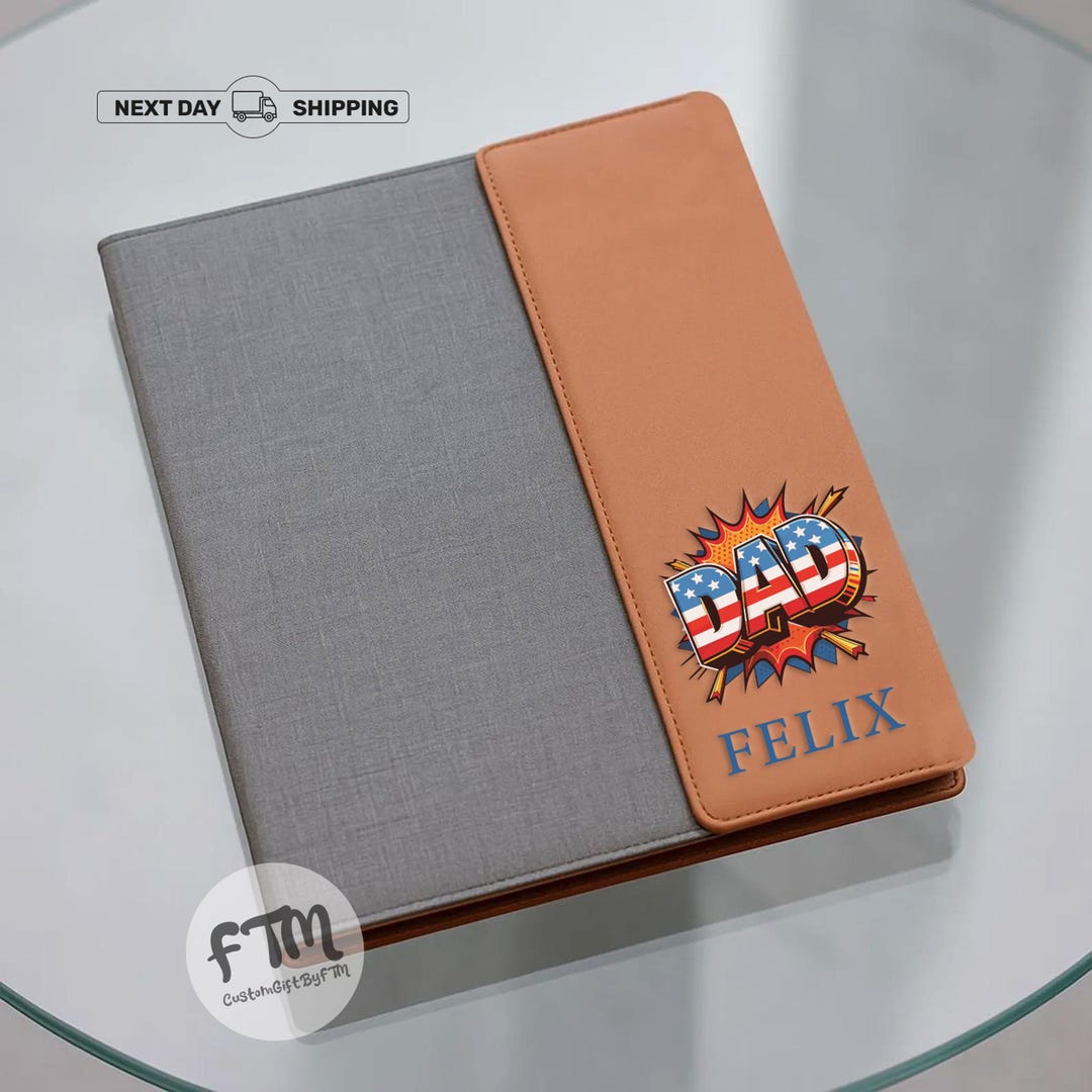 Custom Leather Portfolio Notebook, Personalized UV Printed Notebook ...