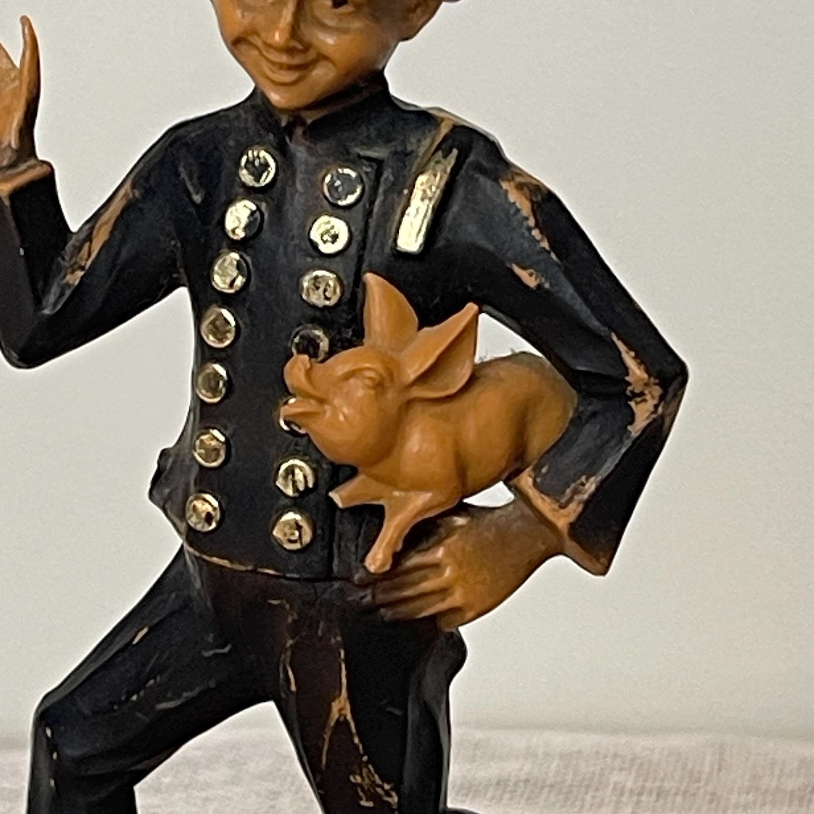 Vintage Chimney Sweep Figurine With Pig, 6" Plastic Figurine With Top ...
