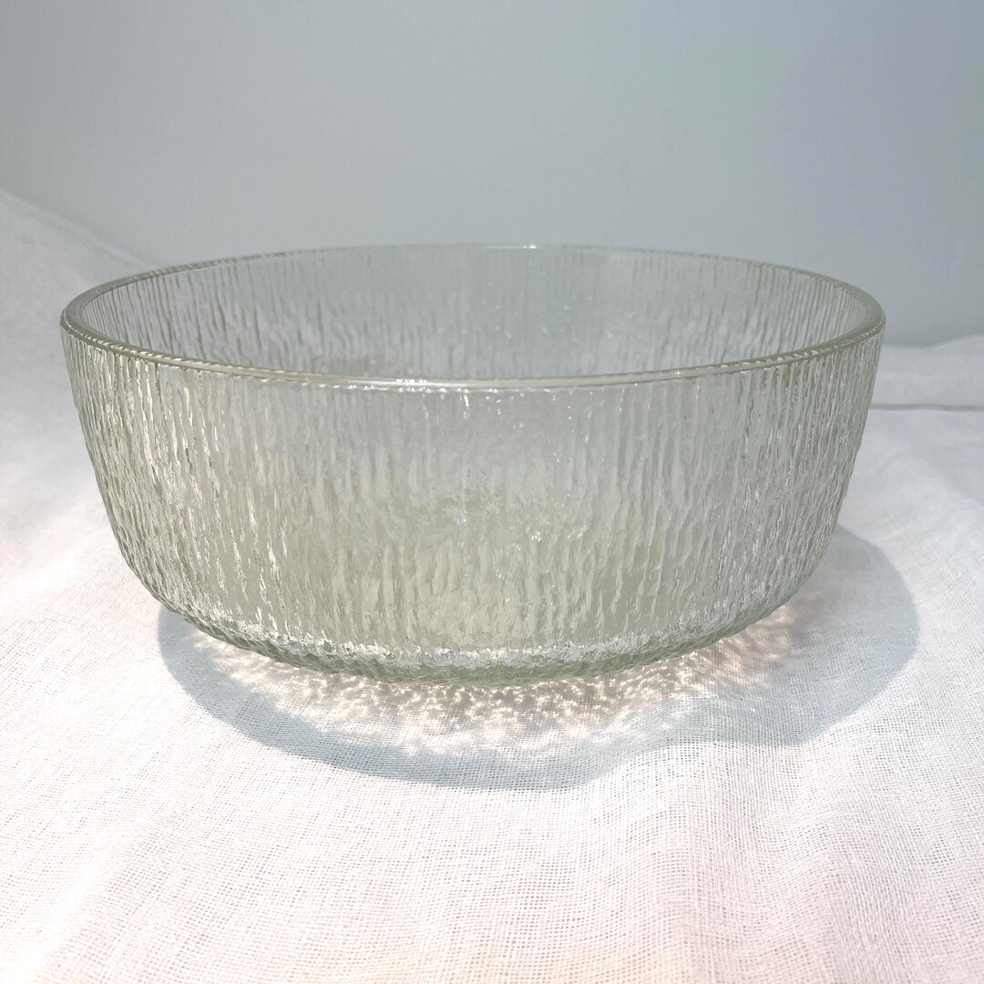 Vintage Indiana Glass Crystal Ice Clear Glass Bowl, Tree Bark Glass ...