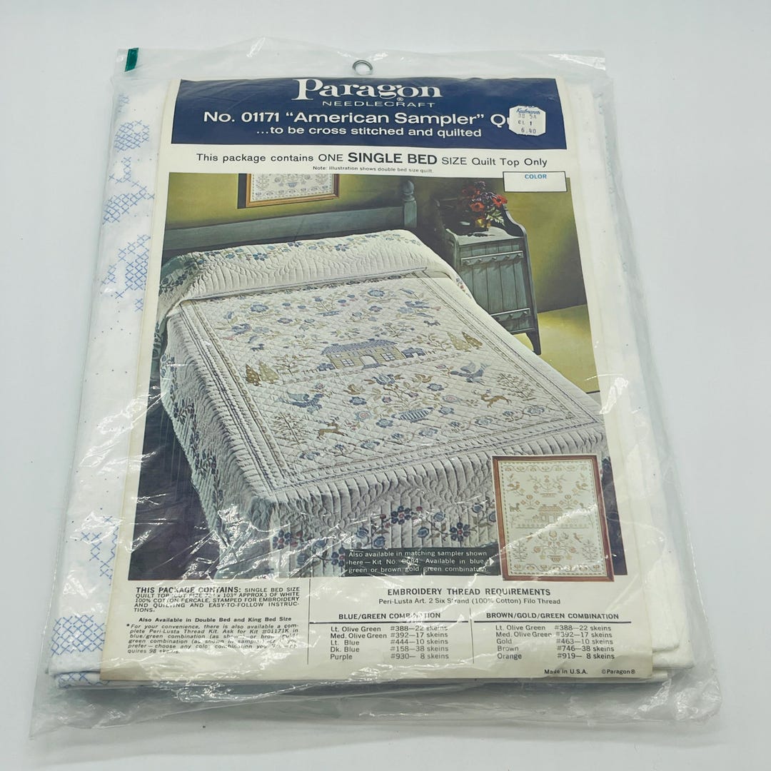 Vintage 1970's 1980's Paragon Quilt Top American Sampler Needlecraft ...