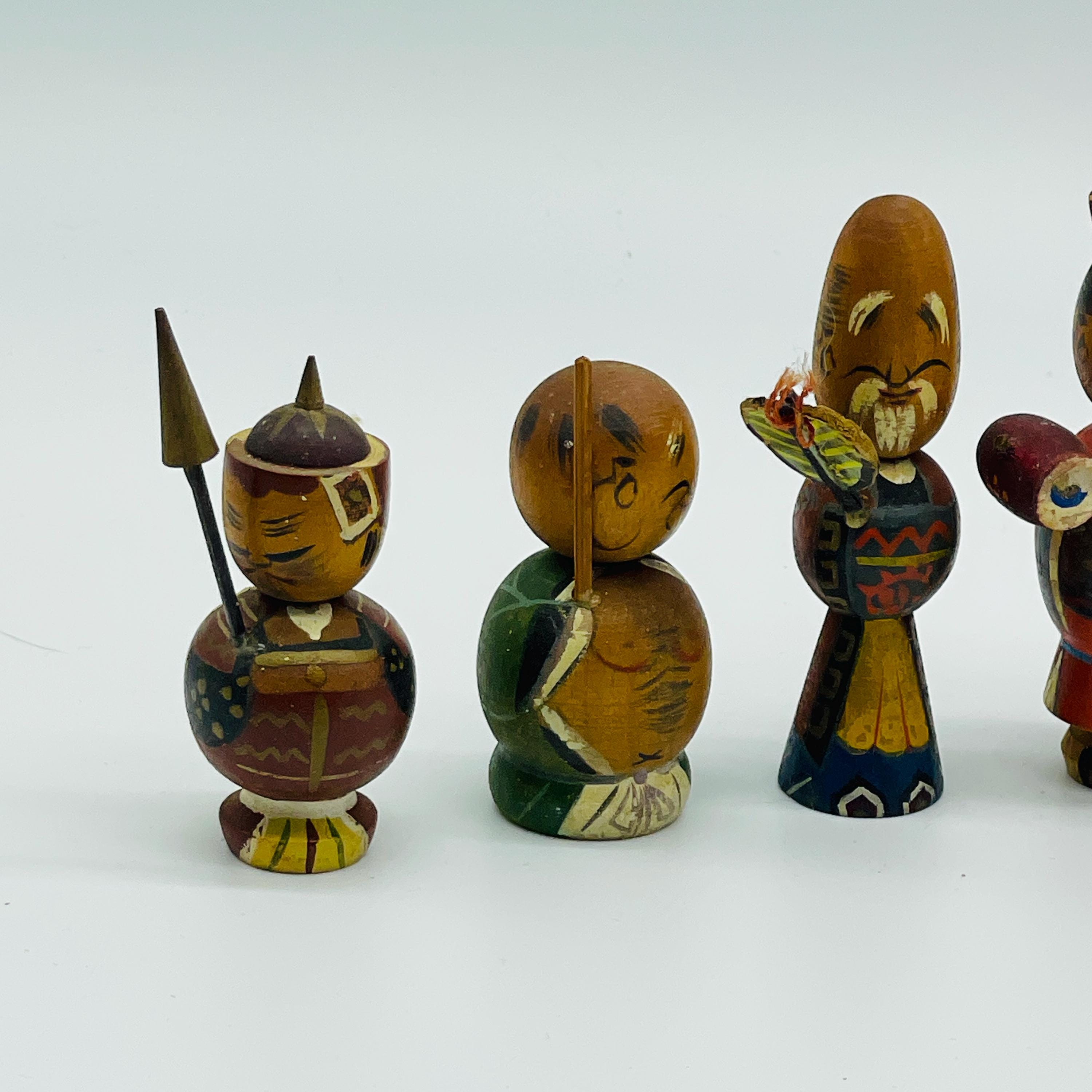 Vintage Japanese Seven Lucky Gods Kokeshi Wood Figurine Made in Japan ...