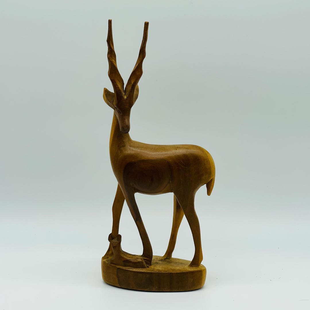 Hand Carved Wood Antelope Gazelle, Vintage Animal Carving, Antelope and ...