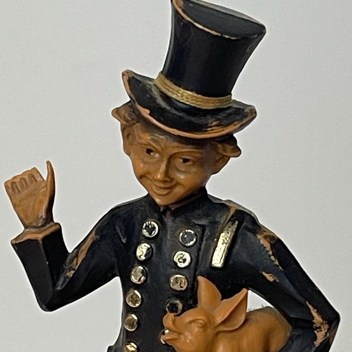 Vintage Chimney Sweep Figurine With Pig, 6" Plastic Figurine With Top ...