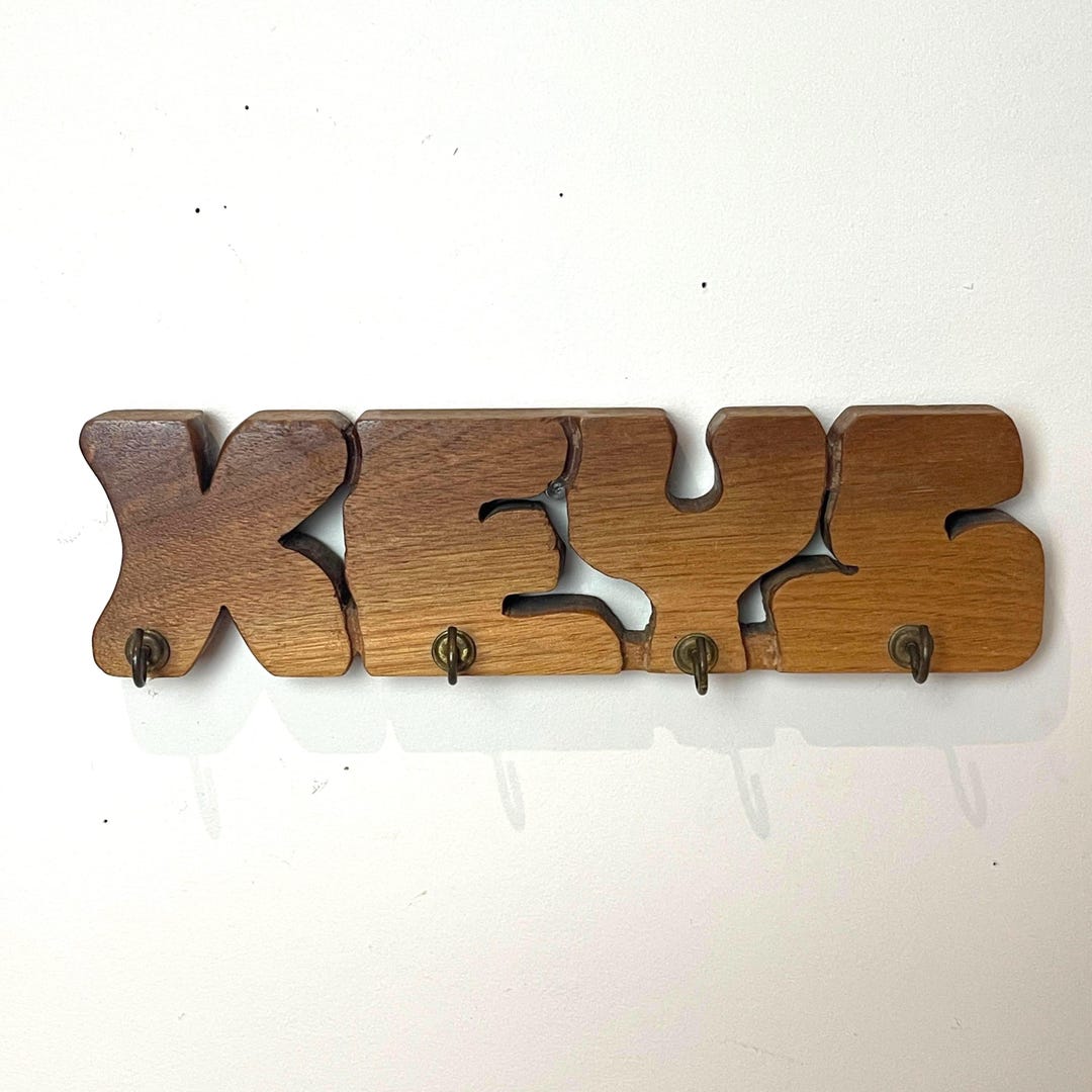 Vintage Wall-mounted Handmade Keys Hook, Solid Wood Keys Holder With 4 ...