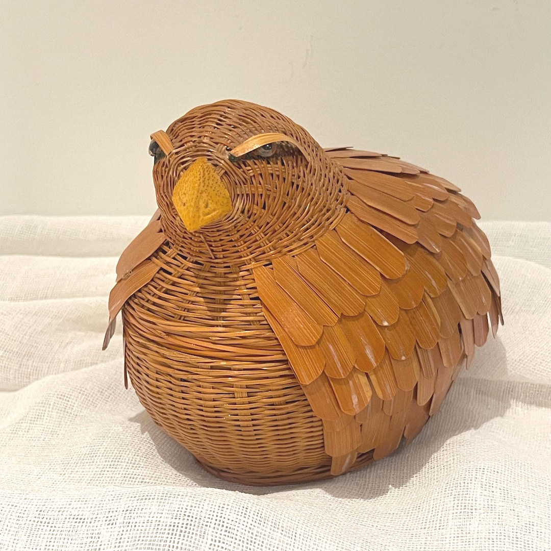 Vintage Chinese Shanghai Quail Wicker Basket, Unique Woven Bird Basket ...