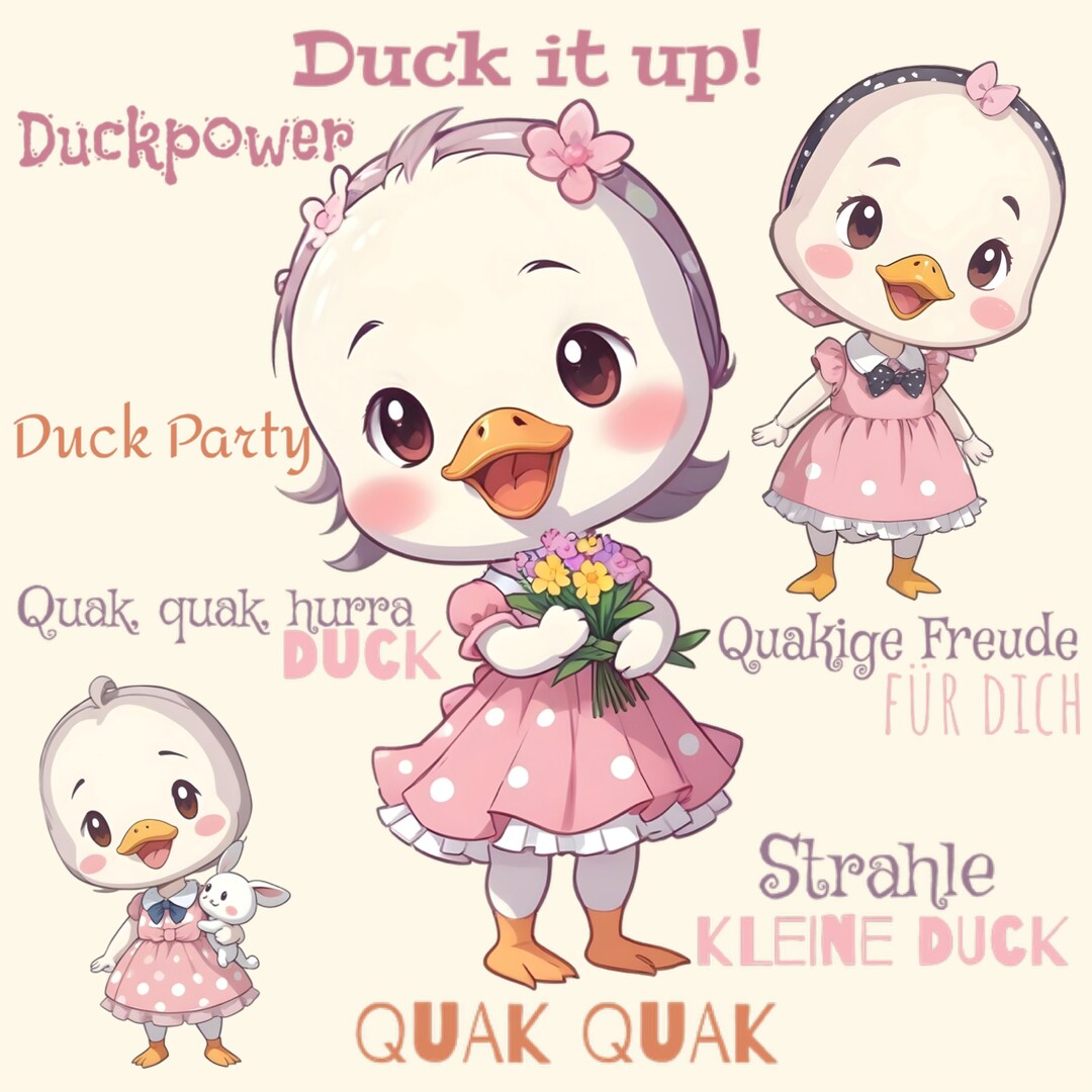 Digistamp Duck Motif Set, Clipart PNG - Etsy