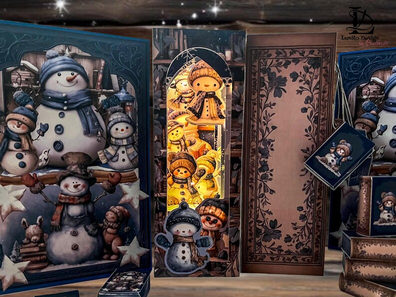 Book Nook Snowmen Print and Craft in DIN A4, Tunnel Map, Book Printing ...