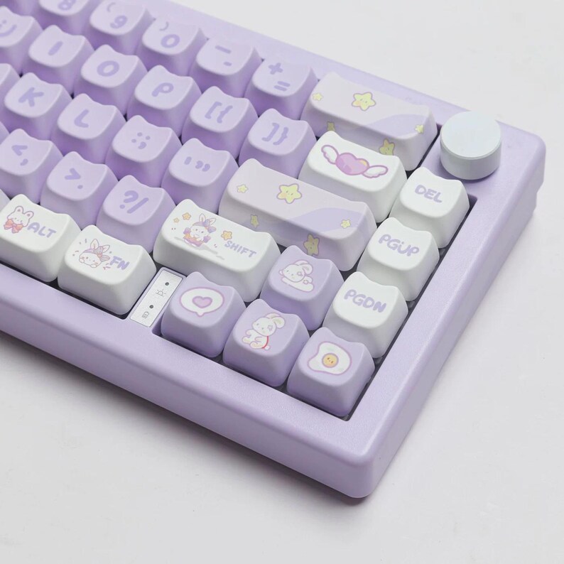 Cute Mini Purple Rabbit Keycap Set(not Include Keyboard!!!), MAO ...