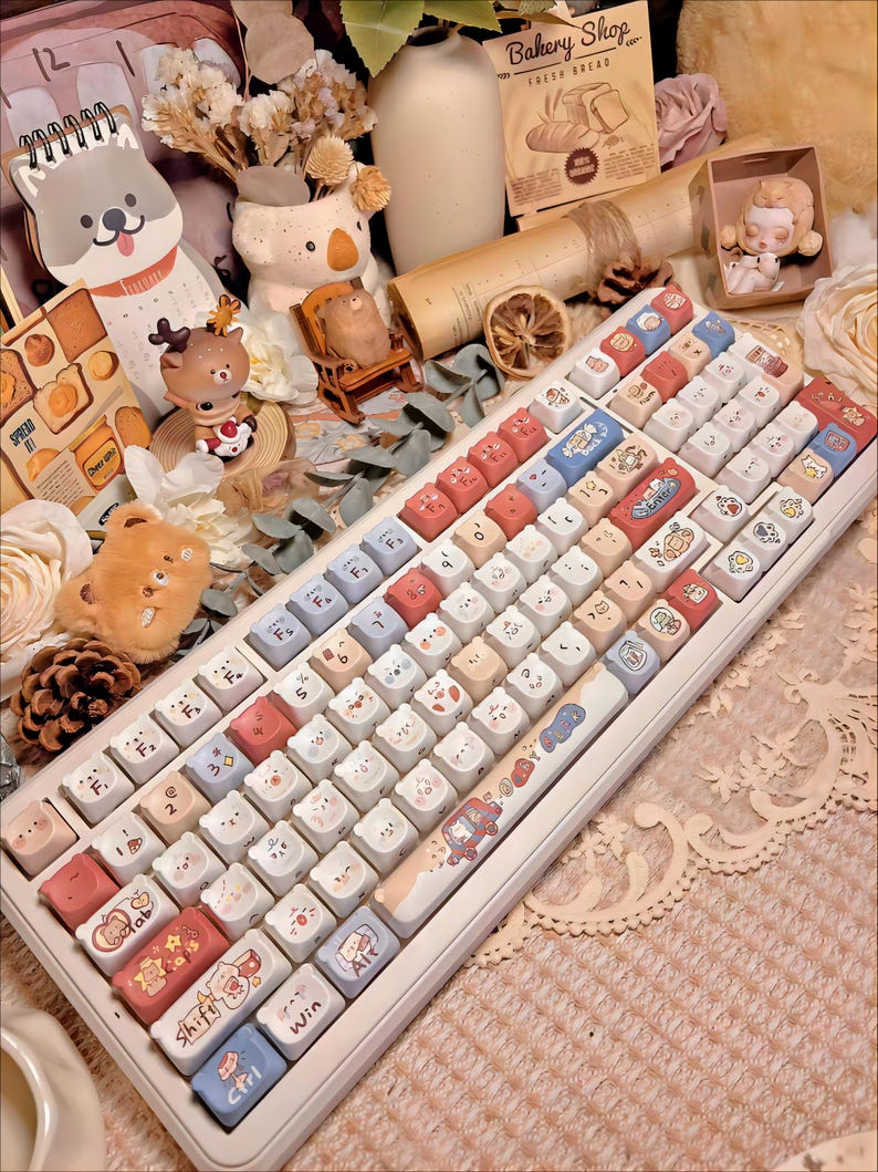 Cute Baby Bear Keycap Set(not Including Keyboard!!!), Mechanical ...