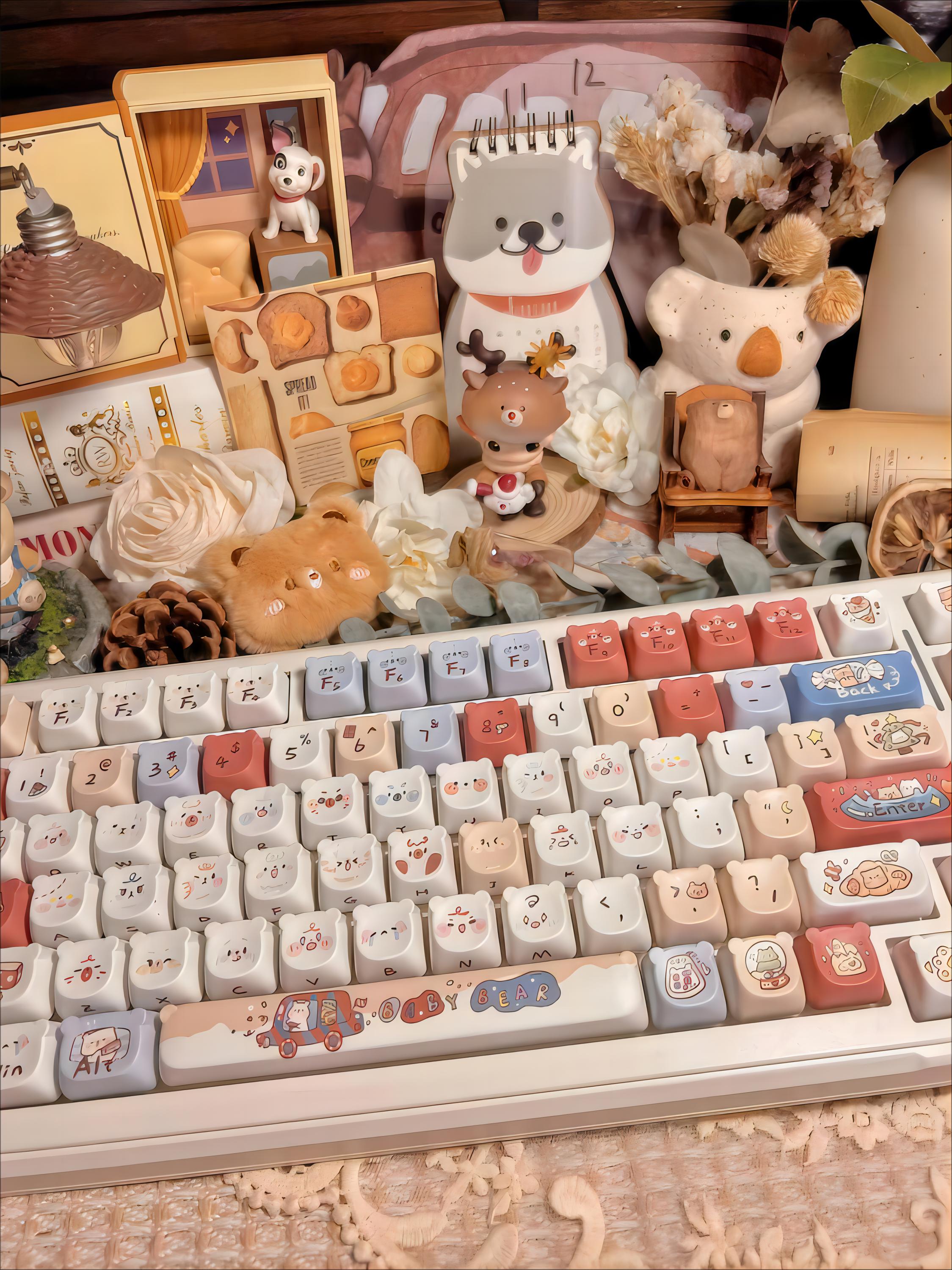 Cute Baby Bear Keycap Set(not Including Keyboard!!!), Mechanical ...