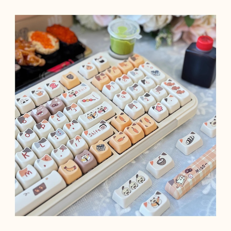 Cute Mini Sushi Cat Keycap Set(not Include Keyboard!!!), MAO Profile ...