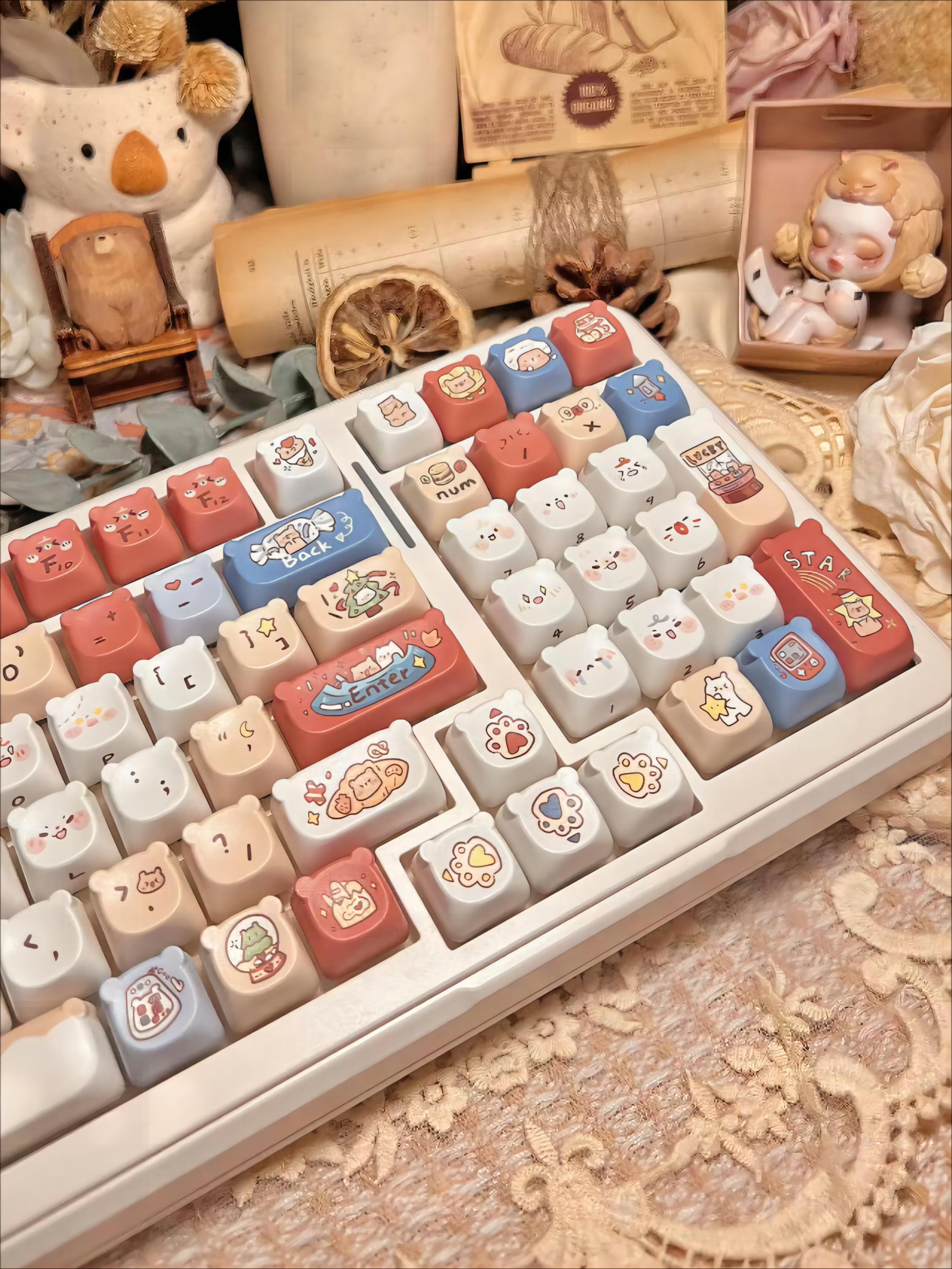 Cute Baby Bear Keycap Set(not Including Keyboard!!!), Mechanical ...
