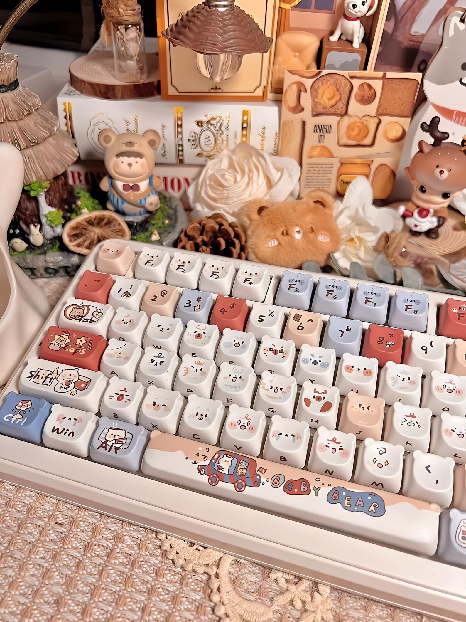 Cute Baby Bear Keycap Set(not Including Keyboard!!!), Mechanical ...