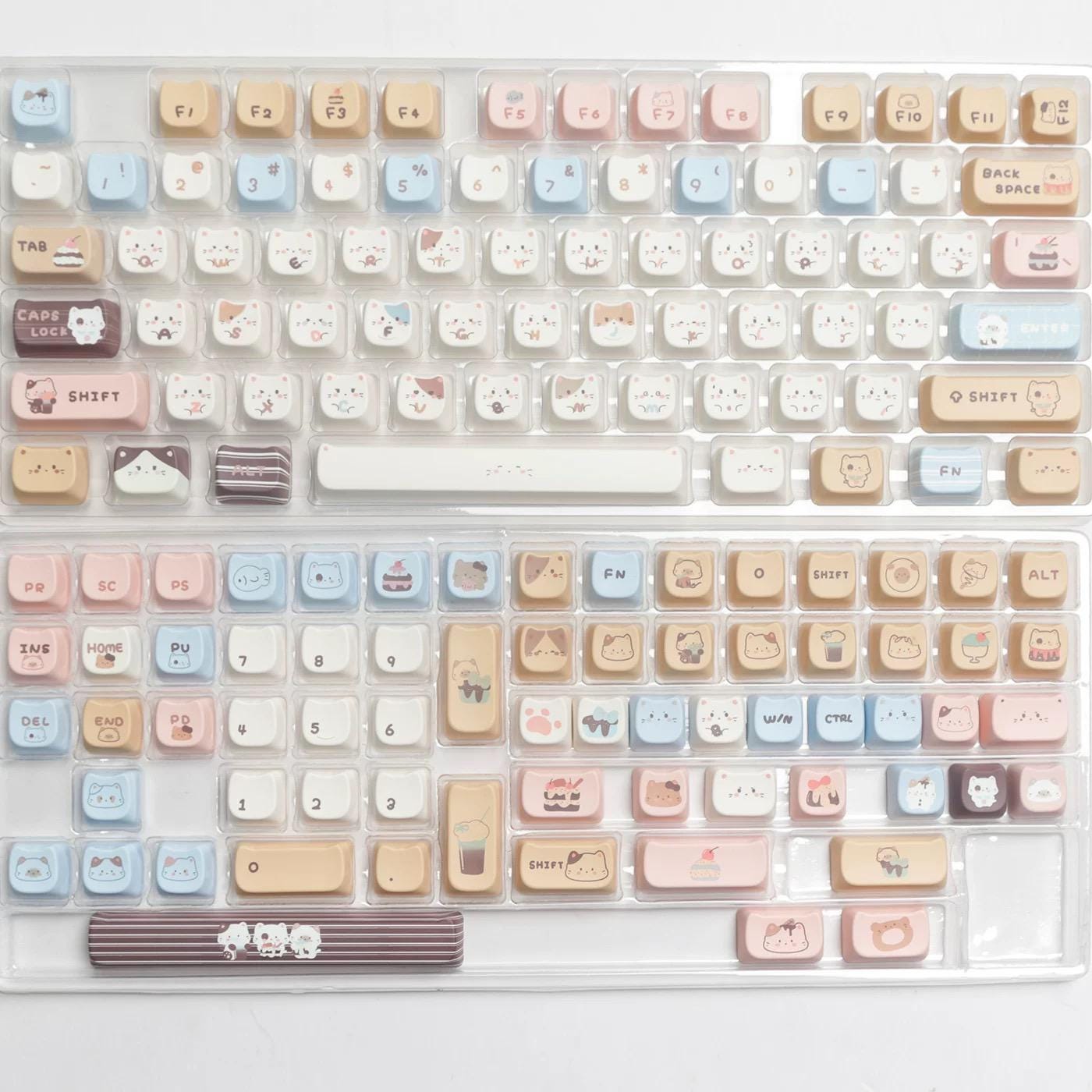 Cute Mini Cat Keycap Set(not Include Keyboard!!!), MAO Profile, PBT ...