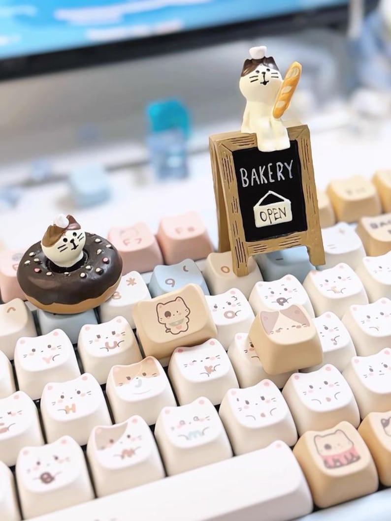 Cute Mini Cat Keycap Set(not Include Keyboard!!!), MAO Profile, PBT ...