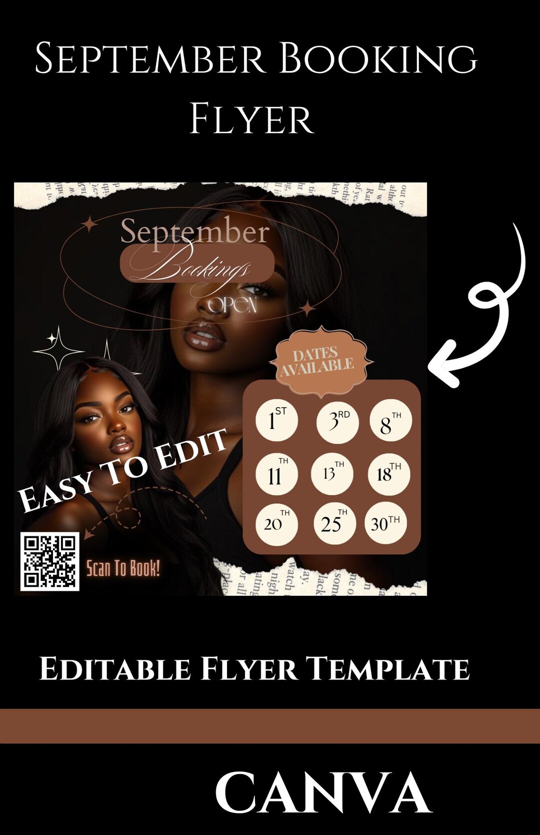 DIY Editable September Booking Flyer Template Fall Hair Lash Makeup ...