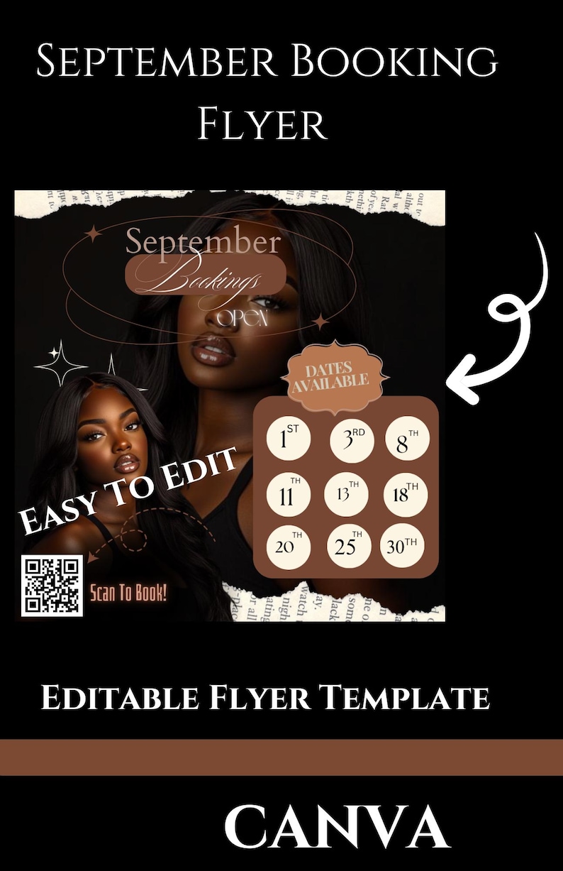DIY Editable September Booking Flyer Template Fall Hair Lash Makeup ...
