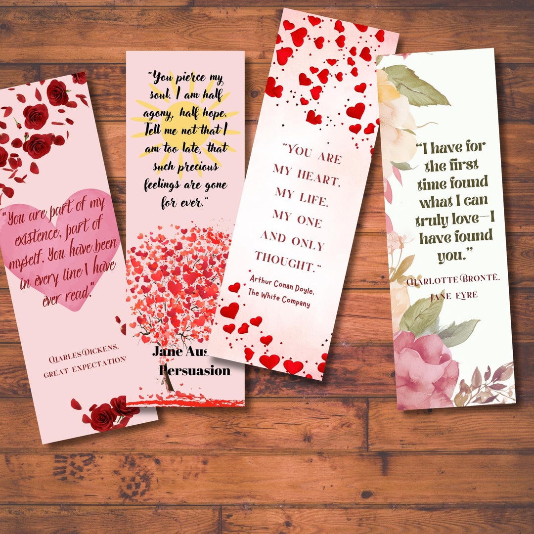 Printable Romantic Bookmarks With Literary Quotations, PDF Download - Etsy