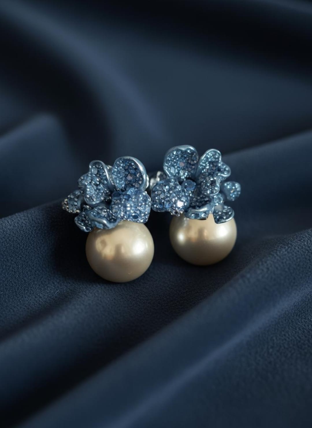 Misty Blue Flower Pearl Earrings | S925 Silver Jewelry - Etsy