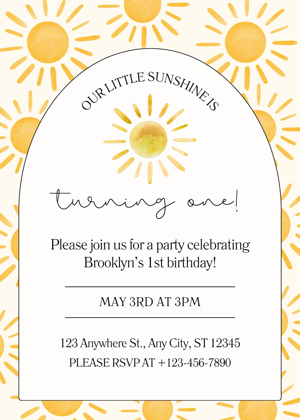 DIGITAL Sunshine Party Invitation - Birthday, Baby Shower, Bridal ...