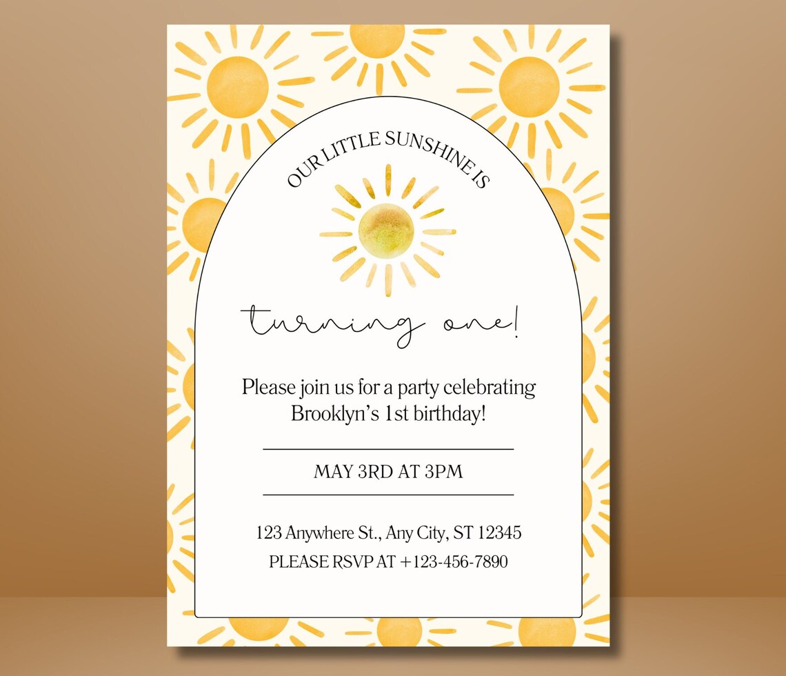 DIGITAL Sunshine Party Invitation - Birthday, Baby Shower, Bridal ...