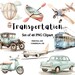 Watercolor Transportation Clipart Bundle, Vehicle PNG Images (PNG ...