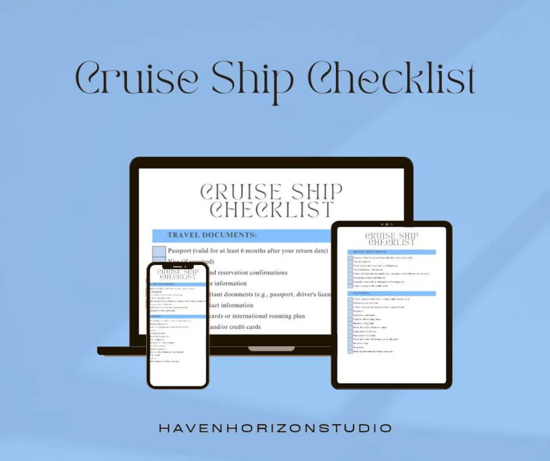 EDITABLE 3 Page Cruise Ship Checklist, Checklist for Cruise Trip ...