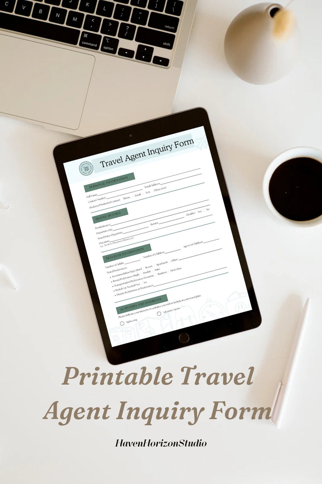 EDITABLE Printable Travel Inquiry Form, Travel Template, Editable Form ...