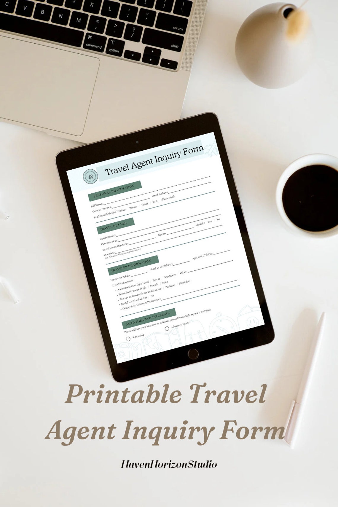 EDITABLE Printable Travel Inquiry Form, Travel Template, Editable Form ...