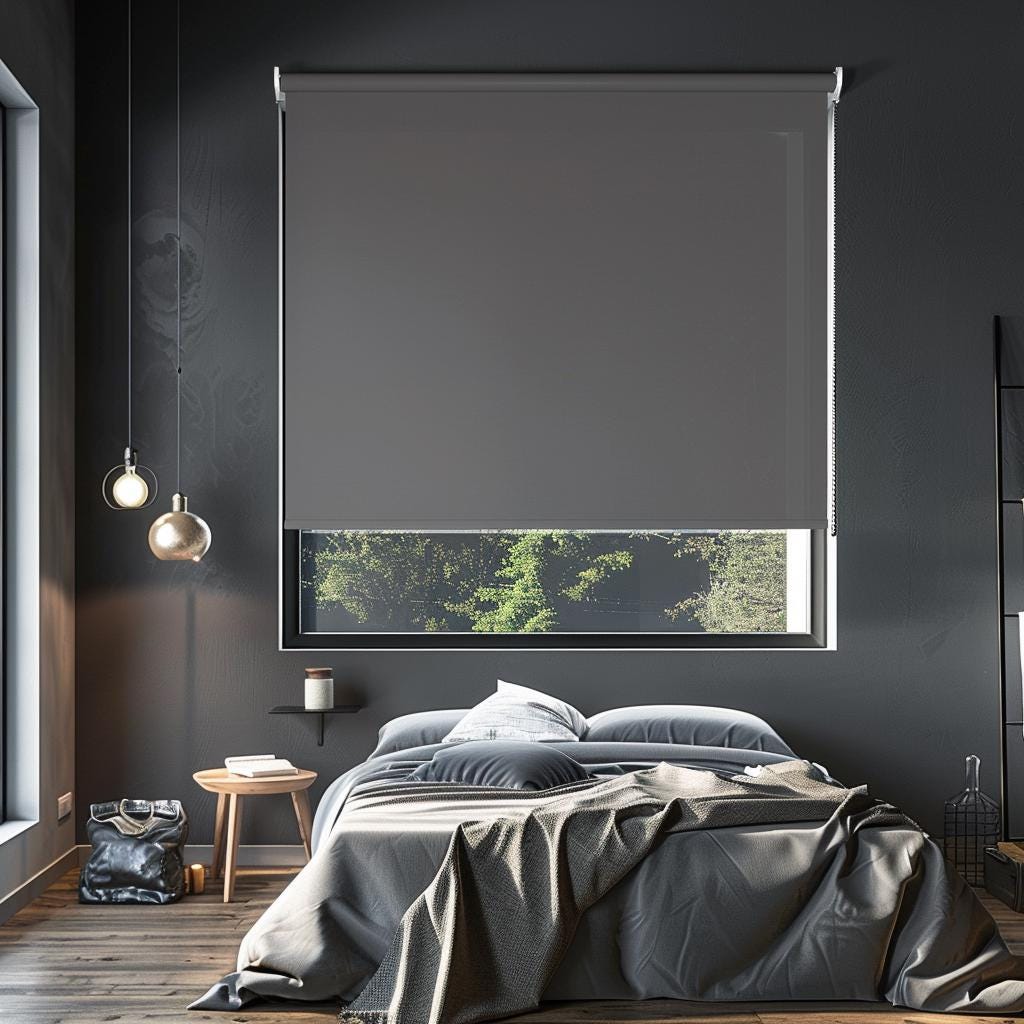 Minimalist Solid Color Roller Blind, Custom Color Blackout Shade, Plain ...
