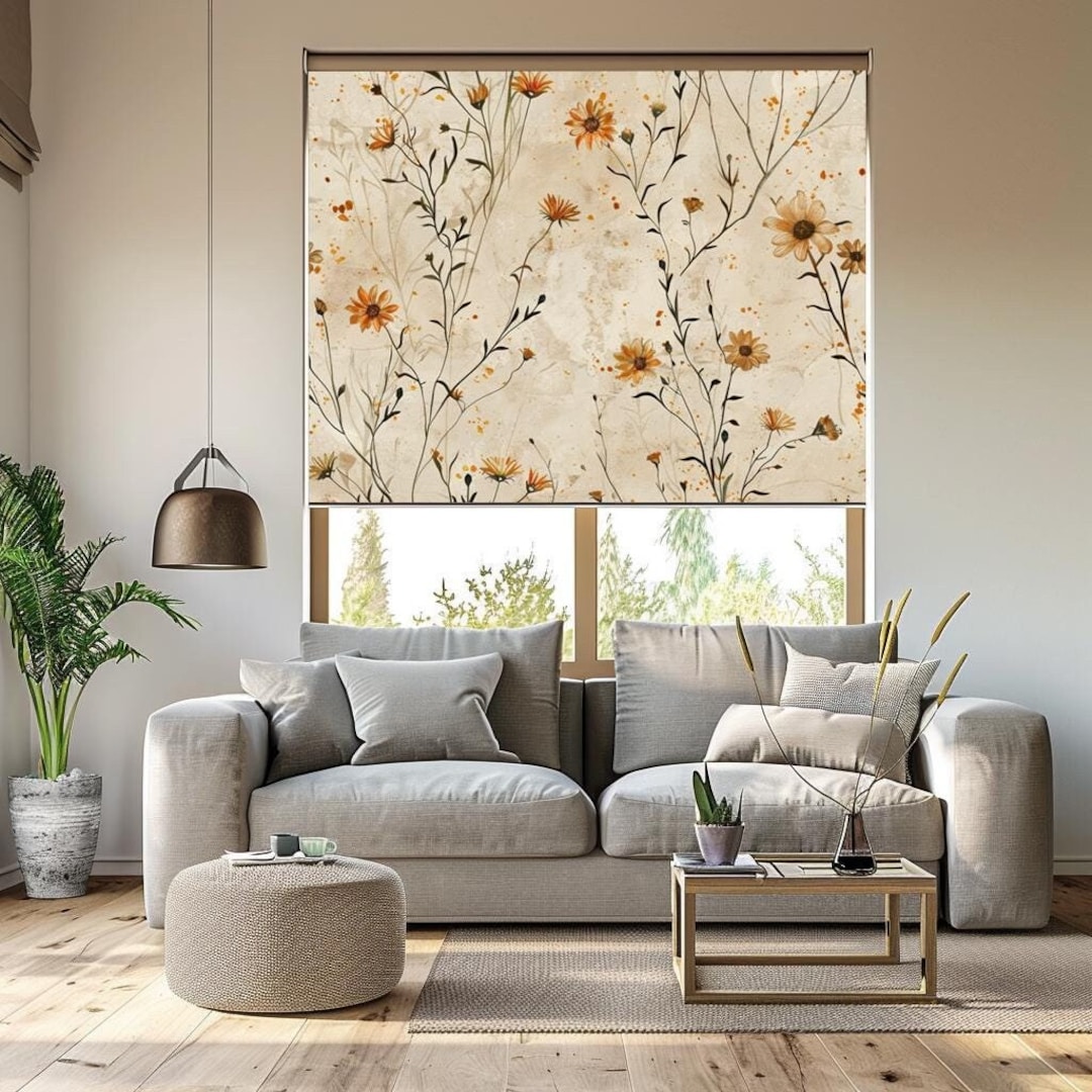 Floral Roller Blinds, Yellow Flower Patterned Window Shades,custom ...