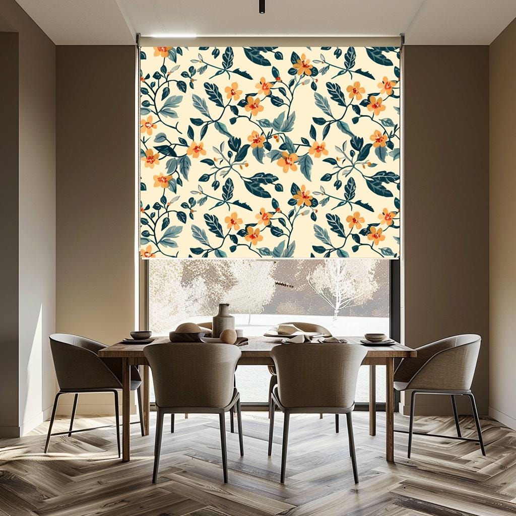Beautiful Flower Design Roller Blind, Ideal for Living Spaces, Perfect ...