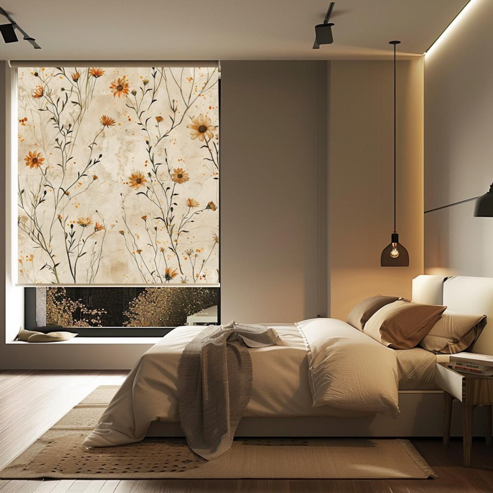 Floral Roller Blinds, Yellow Flower Patterned Window Shades,custom ...