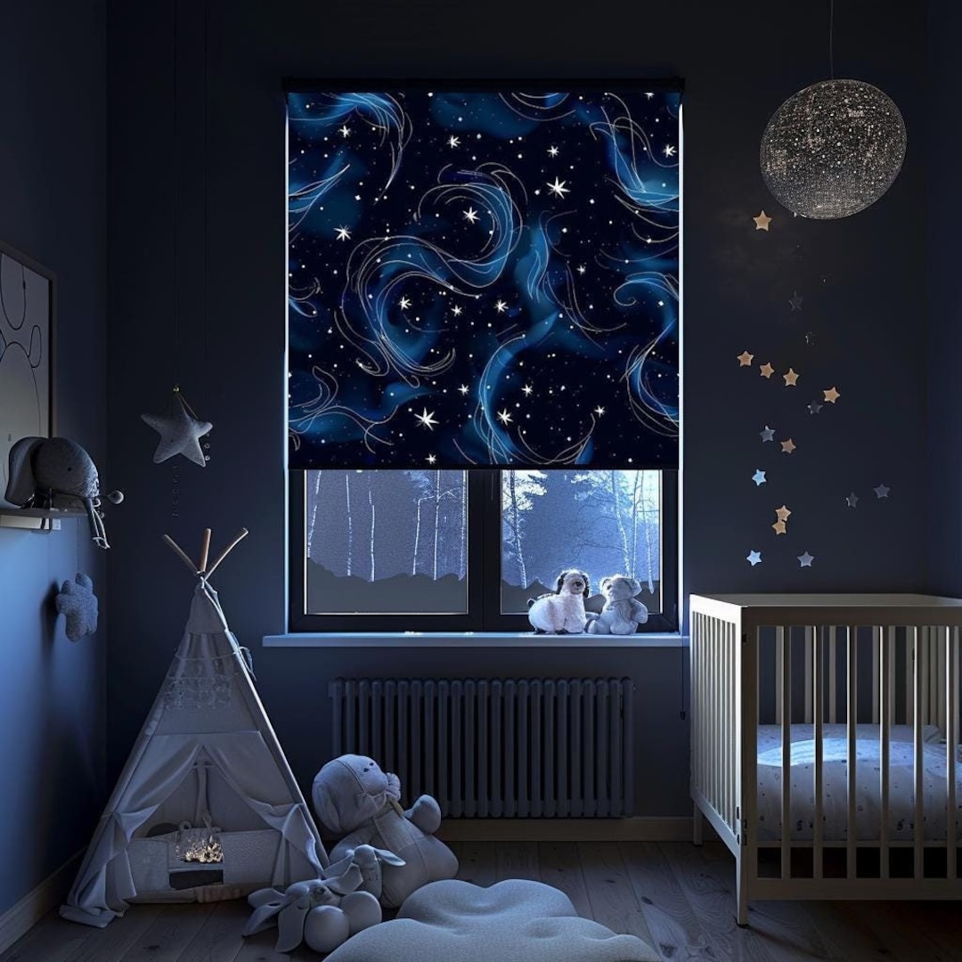 Starry Night Roller Blinds | Space Theme Custom Window Shades, Galaxy ...