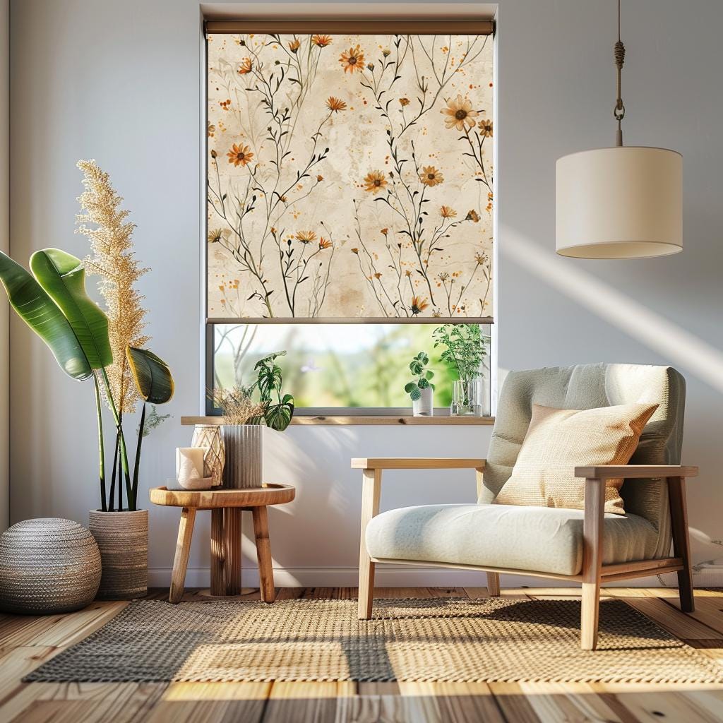 Floral Roller Blinds, Yellow Flower Patterned Window Shades,custom ...